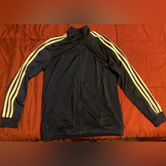 adidas | Jackets & Coats | Navy Blue With 3 White Stripes Adidas Track ...